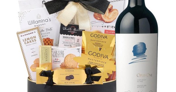 Opus One Red Wine And Golden Godiva Gift Basket