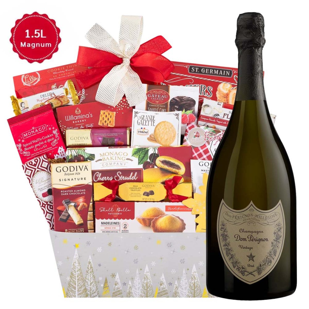 Dom Perignon Vintage Brut Magnum and Holiday Gift Basket