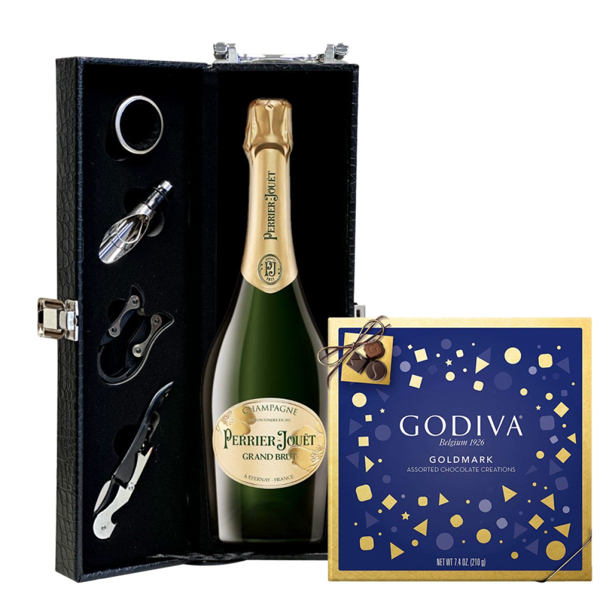 Perrier Jouet Champagne Gift Box with Godiva & Accessories