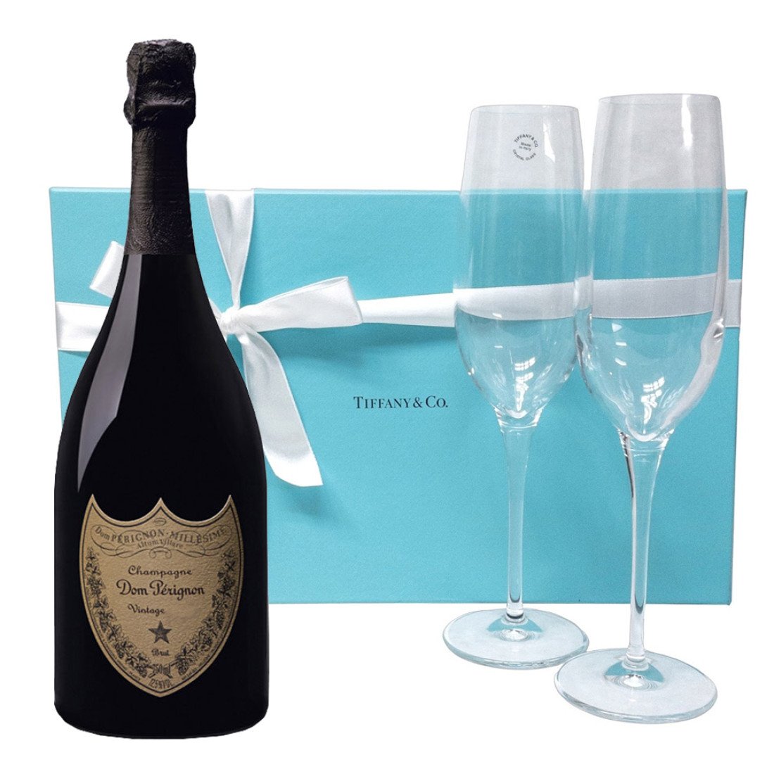 Dom Perignon Champagne with Tiffany Flutes Gift Set