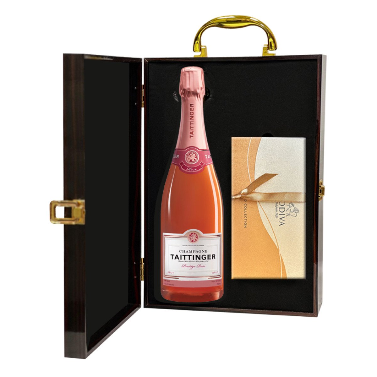 Taittinger Prestige Rose and Godiva 8pc Gift Box