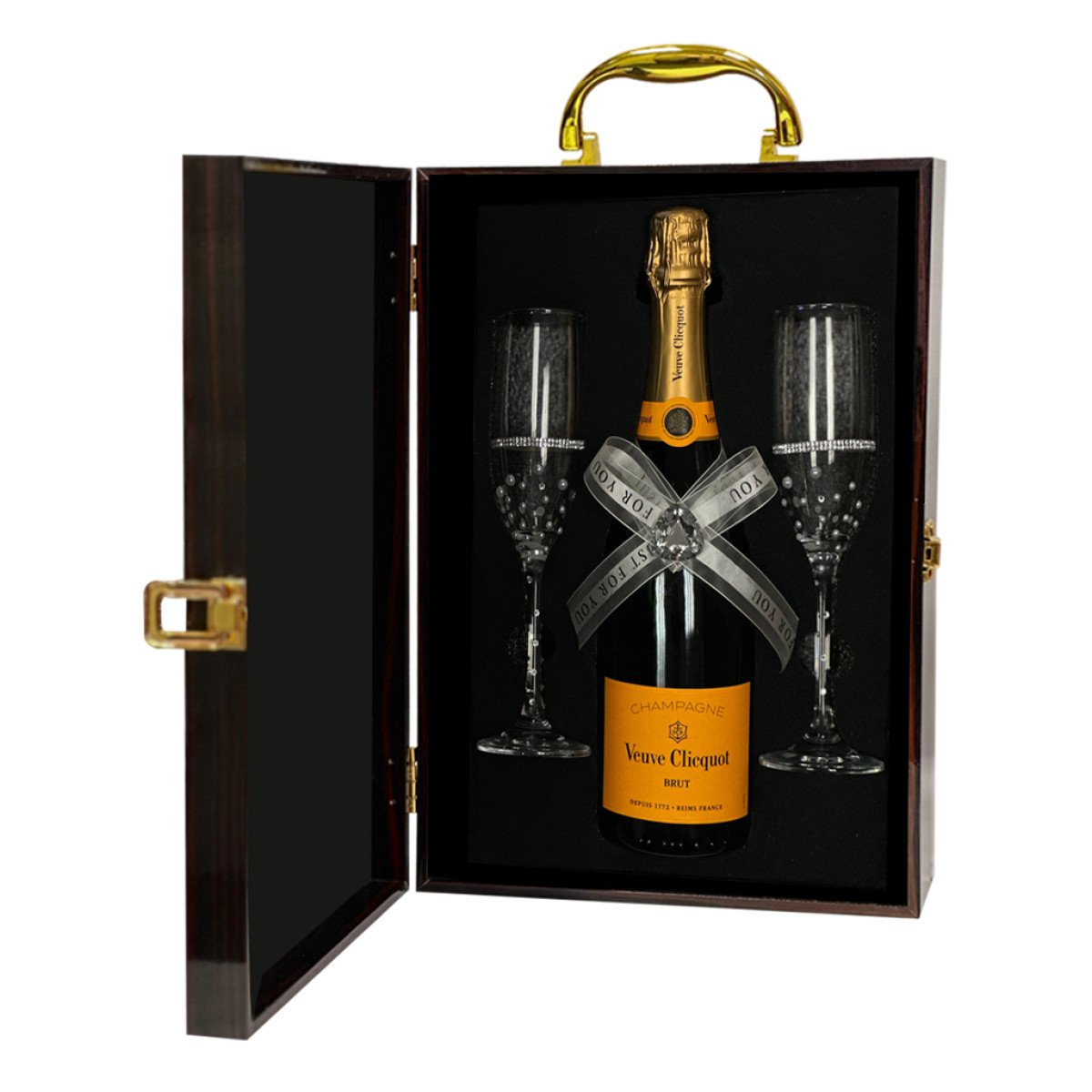 Buy Personalized Flute Gift Set With Veuve Clicquot Champagne