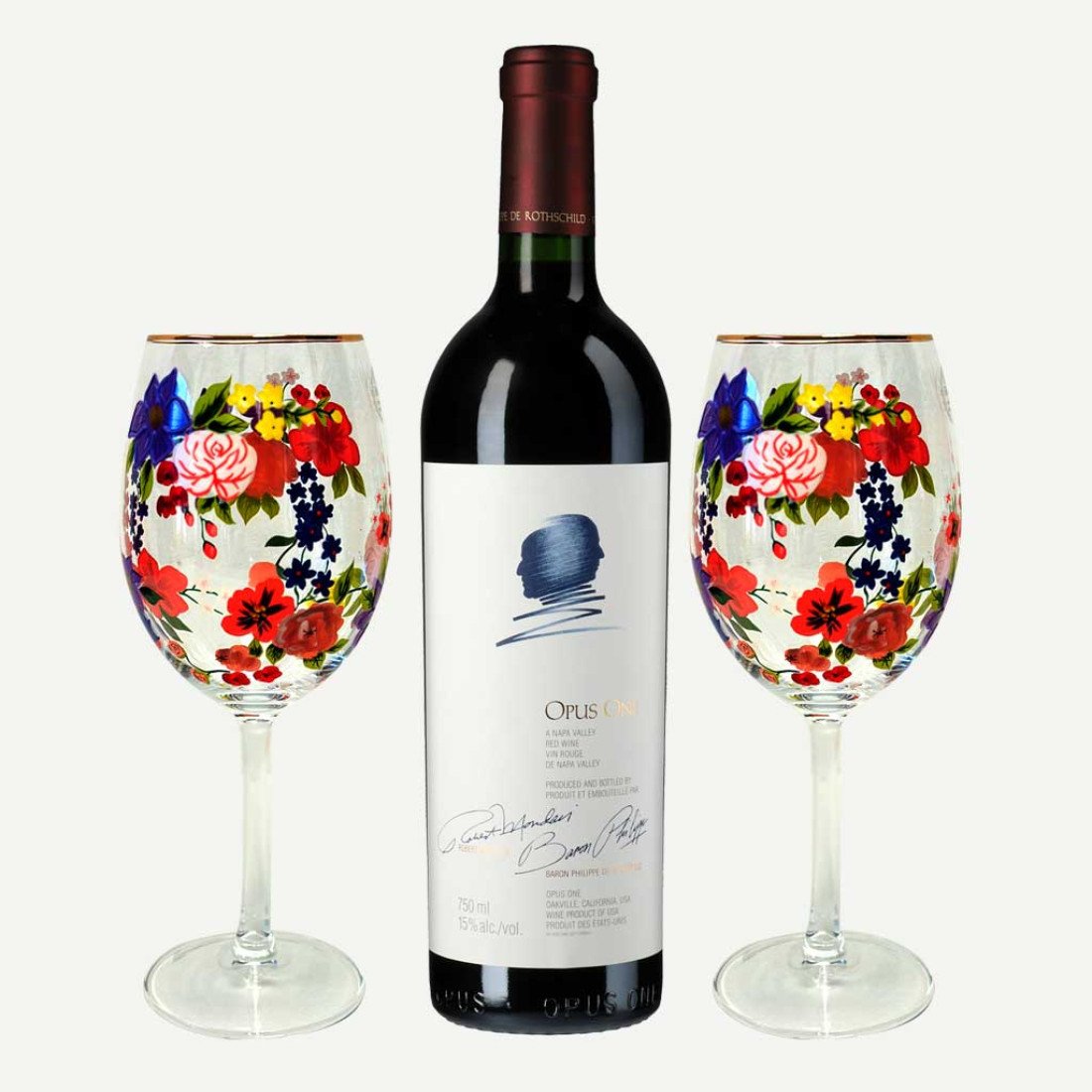Opus One Red Wine and Glasses Gift Set
